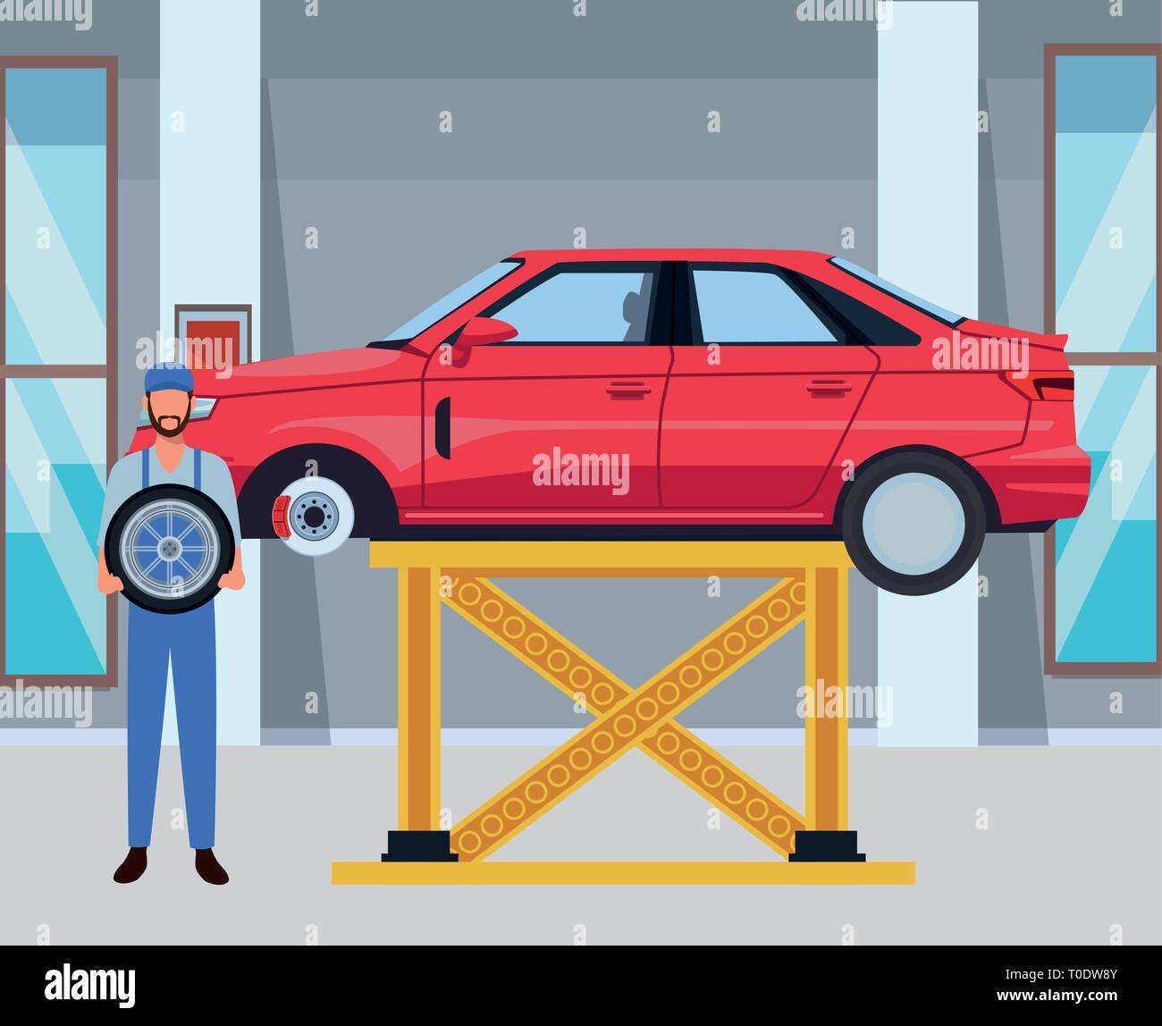 car service manufacturing cartoon Stock Vector Image & Art - Alamy