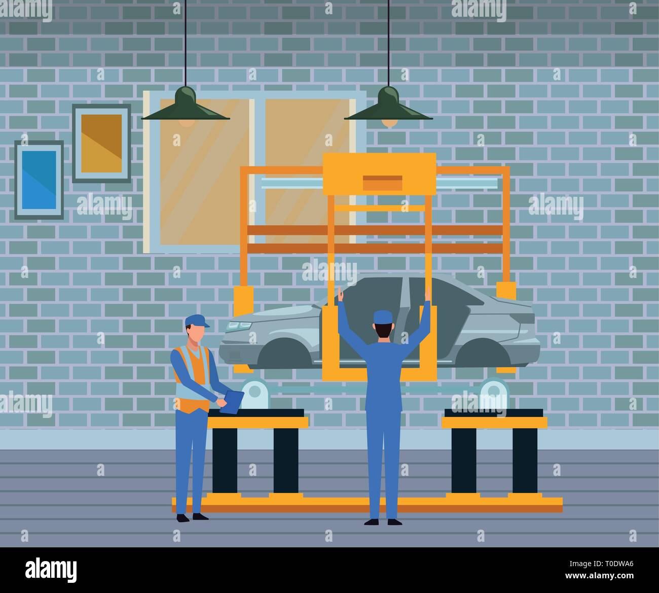 car service manufacturing cartoon Stock Vector Image & Art - Alamy