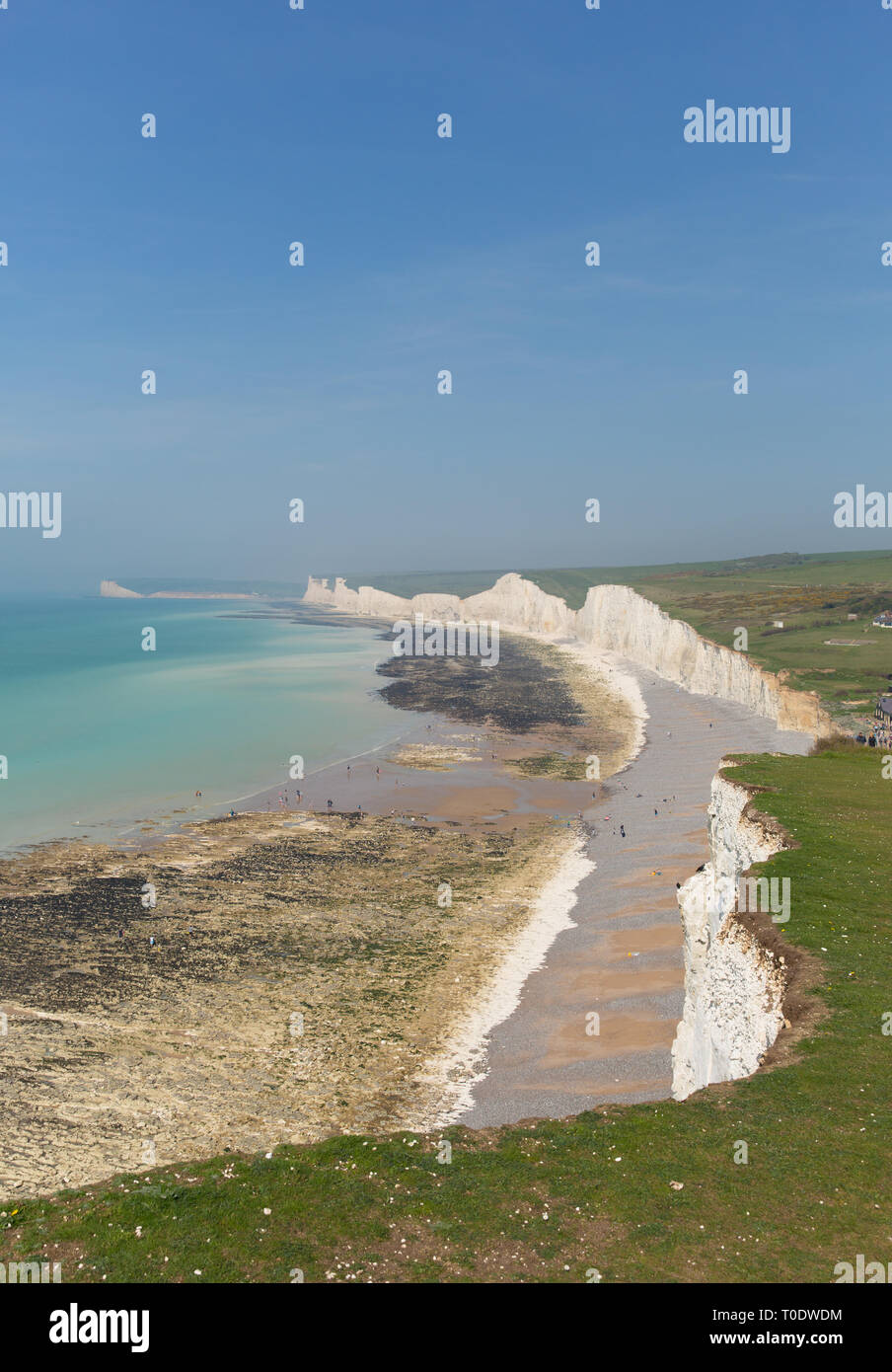 Birling gap beach and Seven Sisters white cliffs East Sussex England UK ...