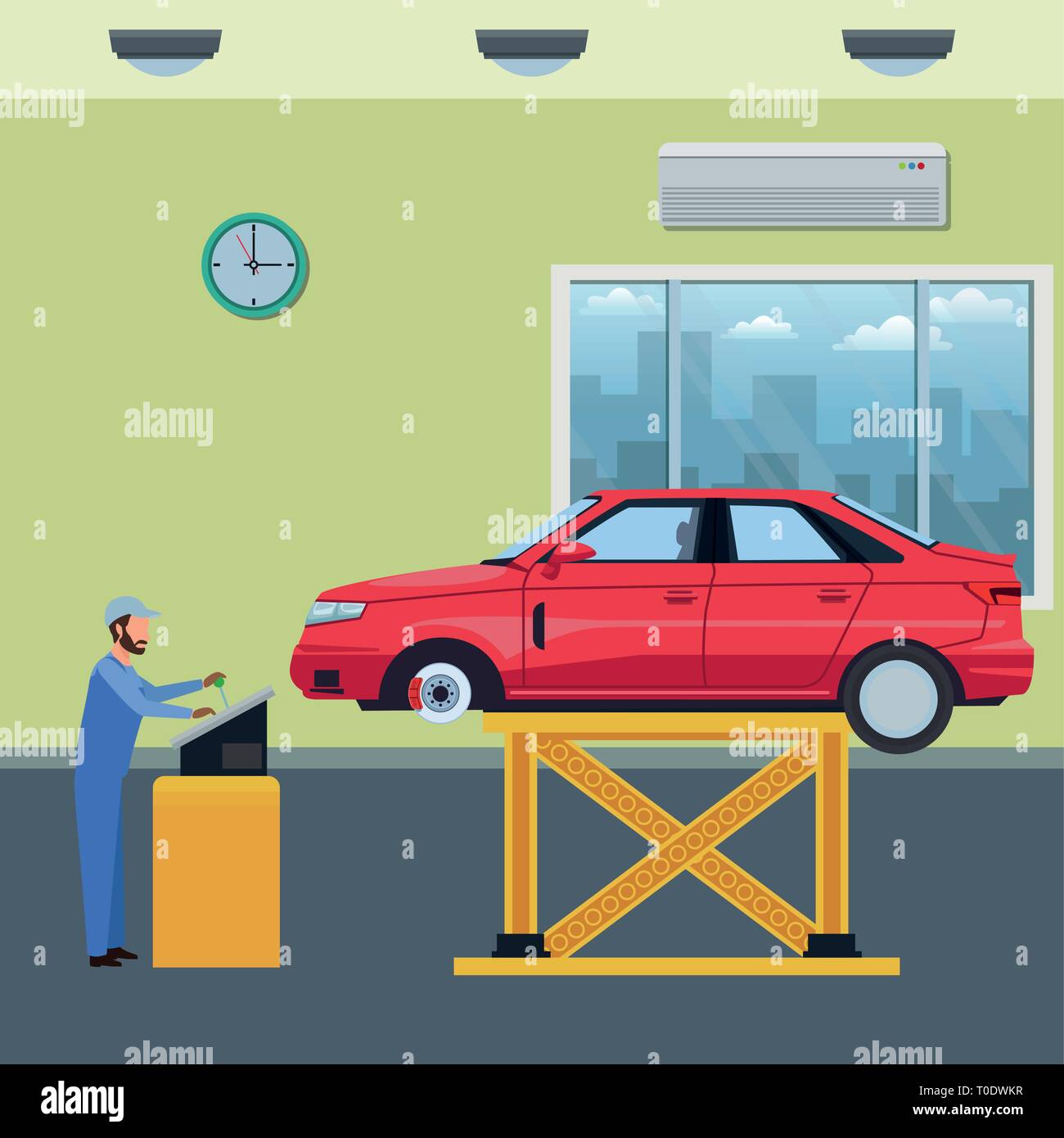 car service manufacturing cartoon Stock Vector Image & Art - Alamy