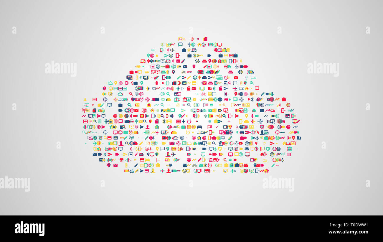 Cloud computing concept illustration from sets of symbols of modern ...
