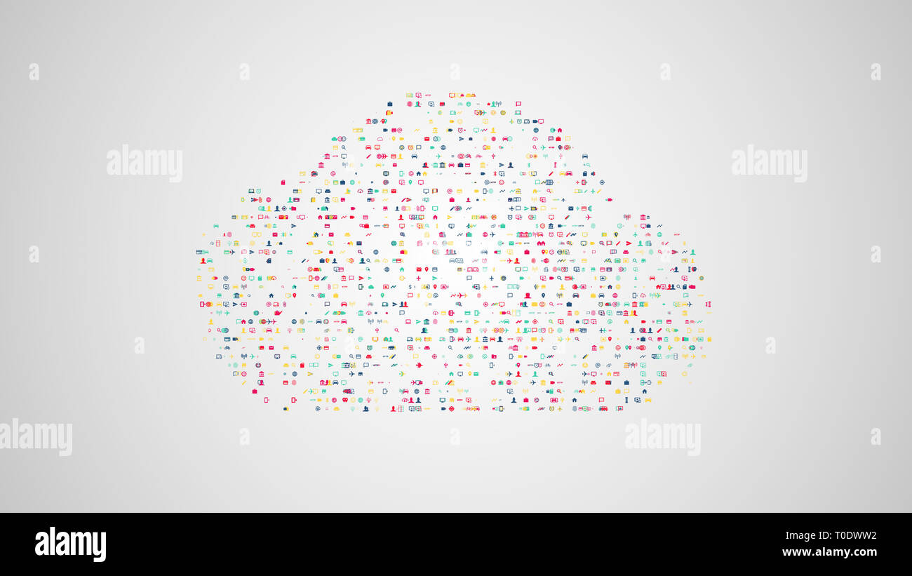Cloud computing concept illustration from sets of symbols of modern ...
