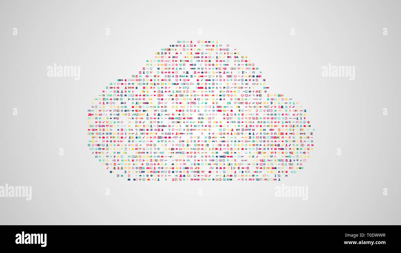 Cloud computing concept illustration from sets of symbols of modern ...