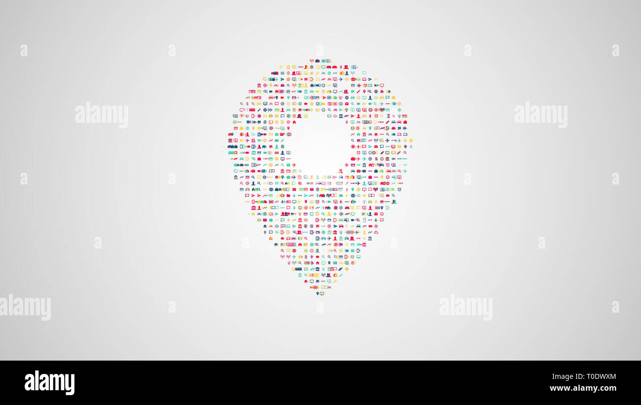 geo position point from sets of symbols of modern life Stock Photo - Alamy