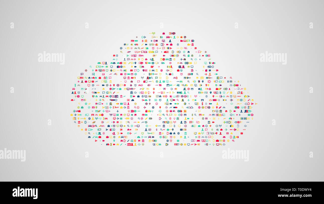 Cloud computing concept illustration from sets of symbols of modern ...