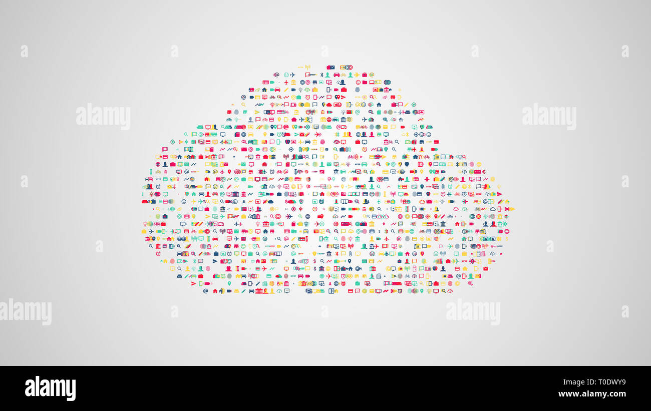 Cloud computing concept illustration from sets of symbols of modern ...