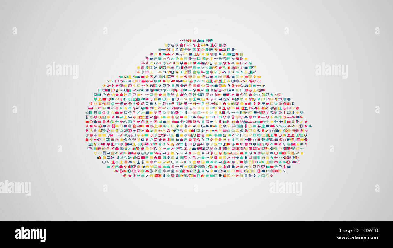 Cloud computing concept illustration from sets of symbols of modern ...