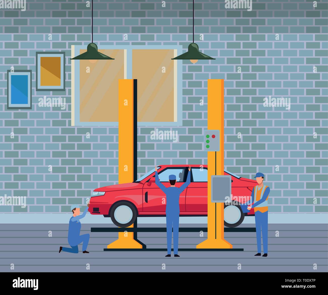 car service manufacturing cartoon Stock Vector Image & Art - Alamy