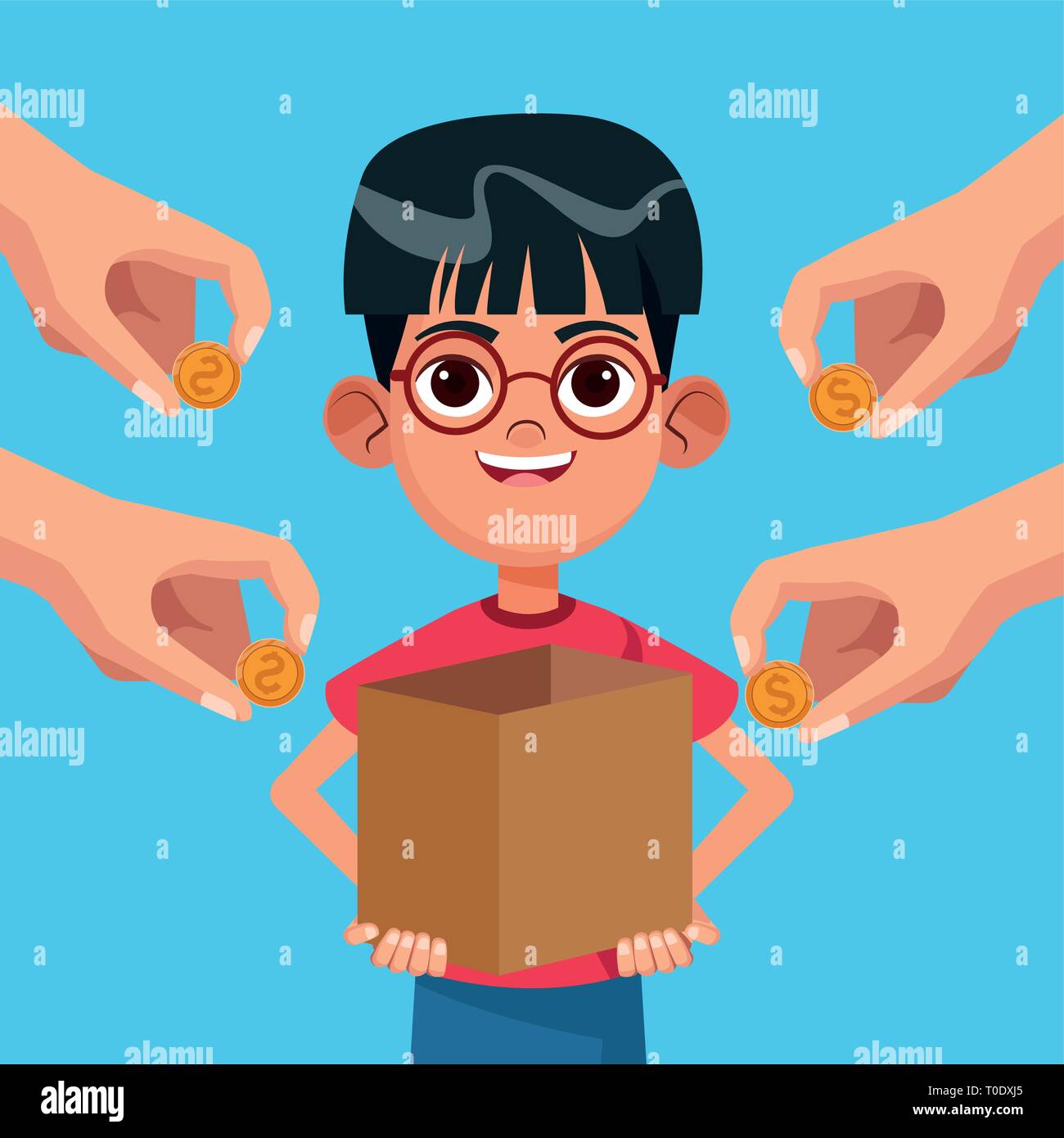 Kid donation charity cartoon Stock Vector Image & Art - Alamy