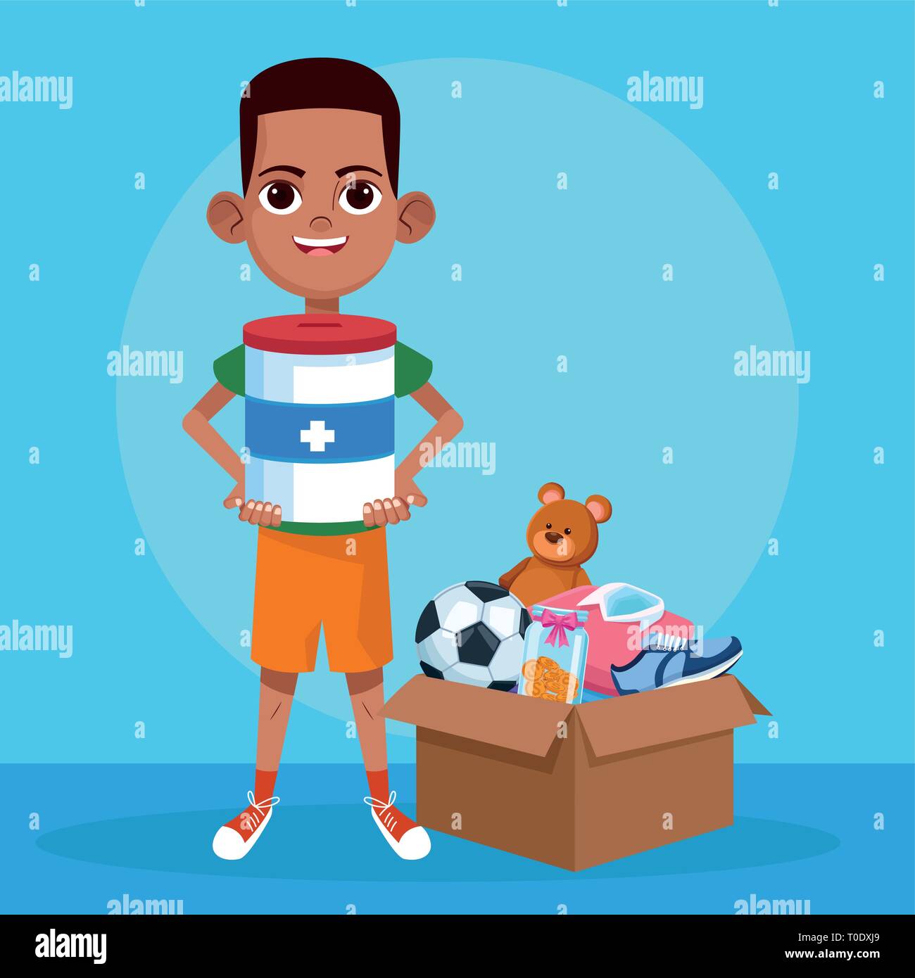 Kid donation charity cartoon Stock Vector Image & Art - Alamy