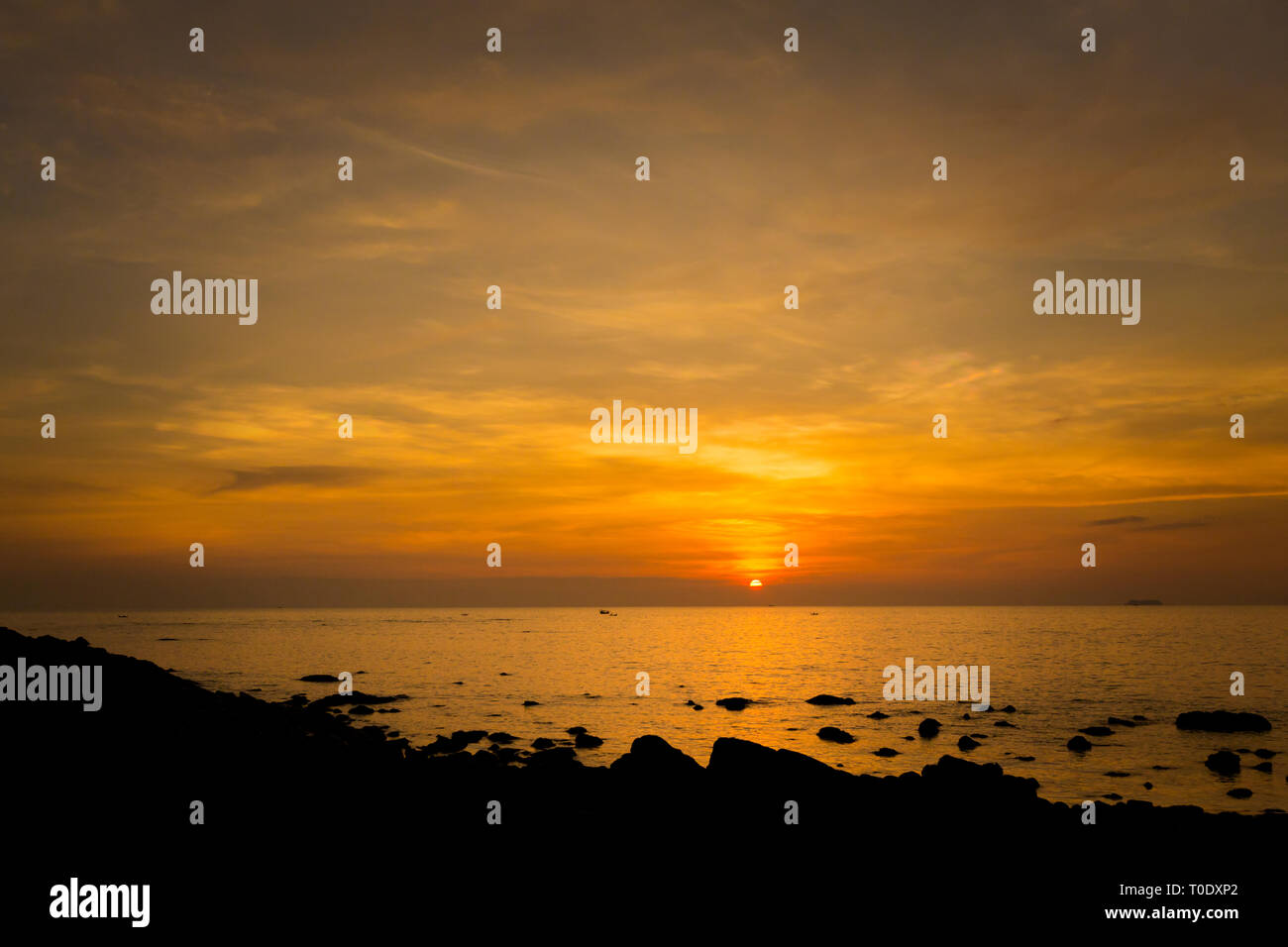 Summer sunset on tropical koh Lanta island in Thailand. Landscape taken ...
