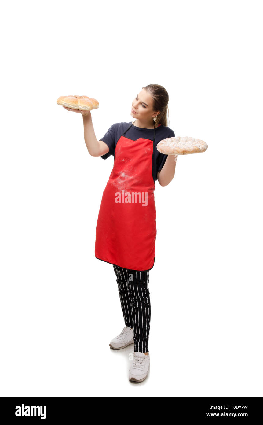 Female baker making bread Cut Out Stock Images & Pictures - Alamy