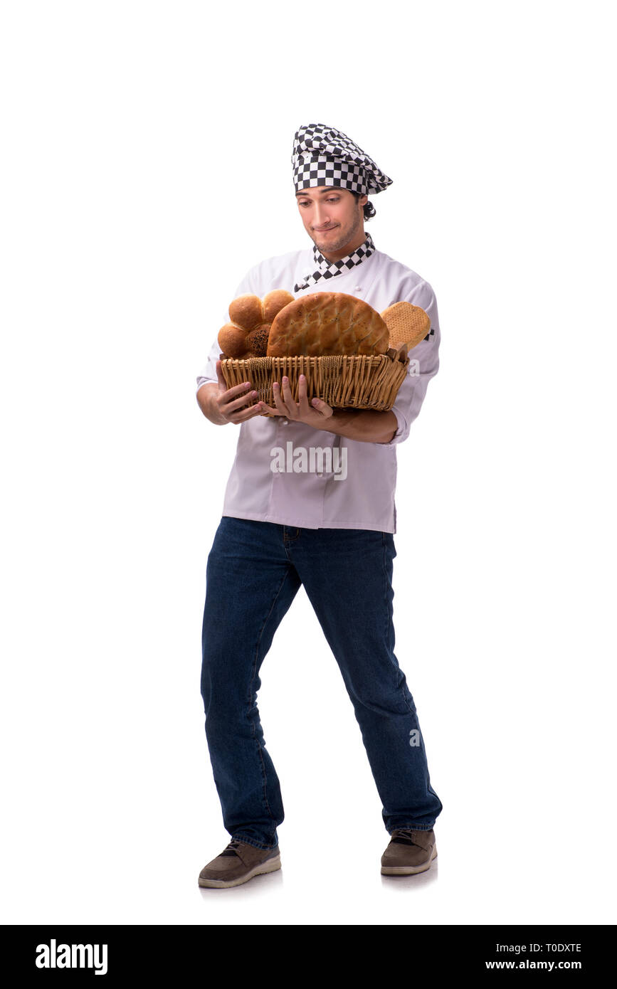 Young male baker isolated on white Stock Photo - Alamy