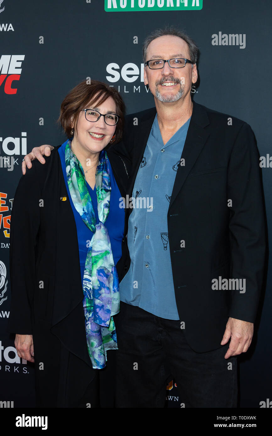 Los Angeles, USA. 15 March, 2019. Mary Claypool (L) and Les Claypool ...
