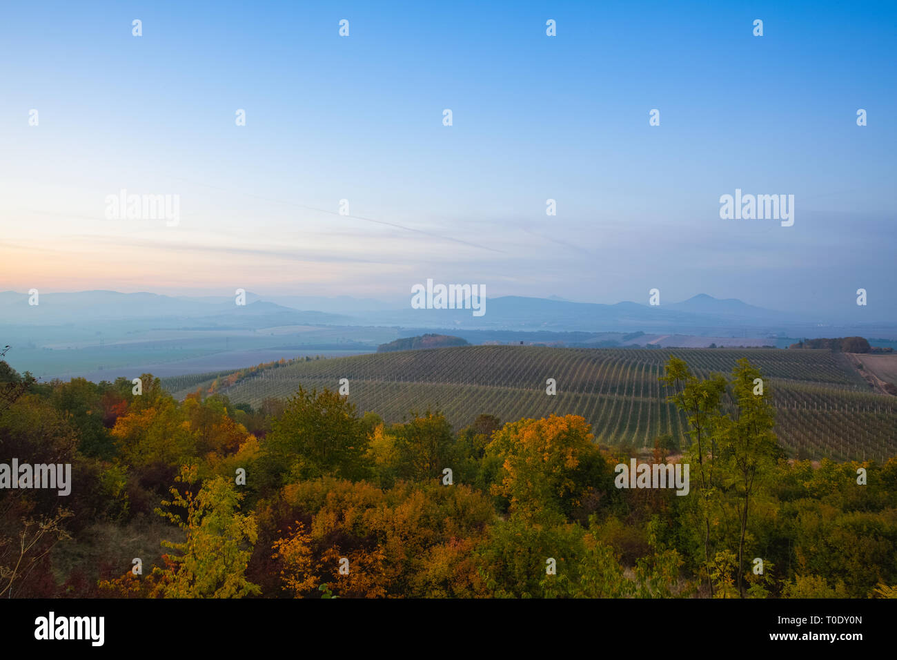 Evening scenery in Central Bohemian Uplands, Czech Republic. Natural ...