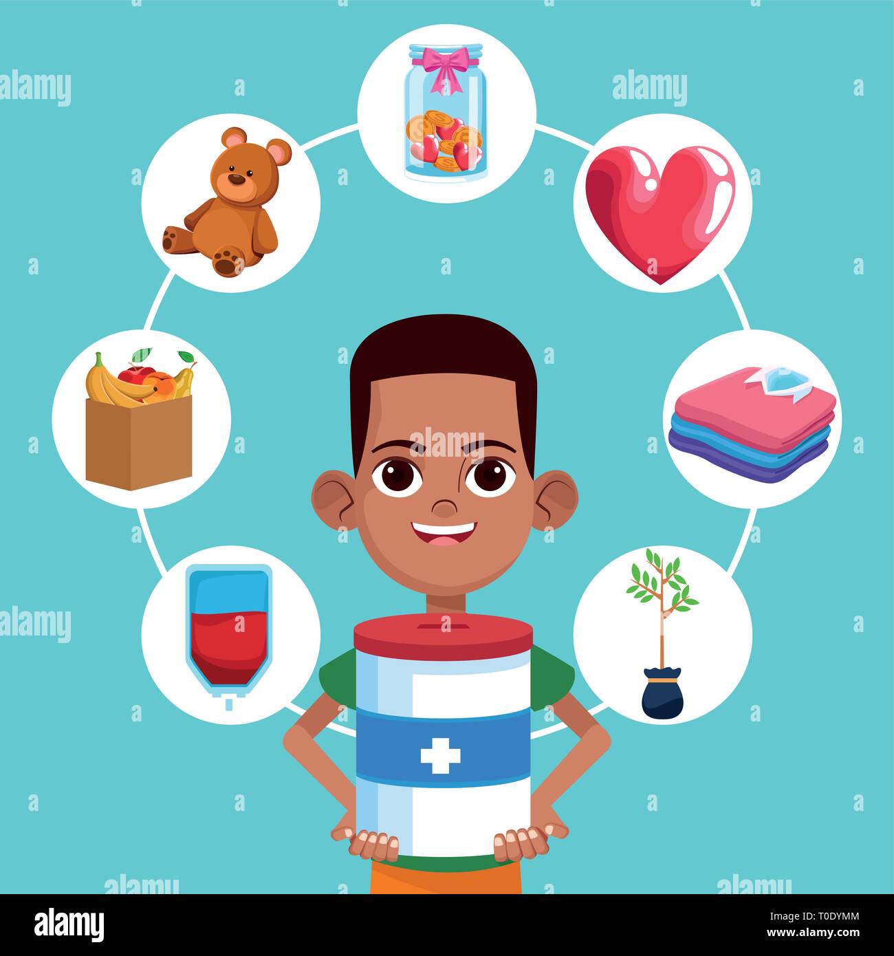 Kid donation charity cartoon Stock Vector Image & Art - Alamy
