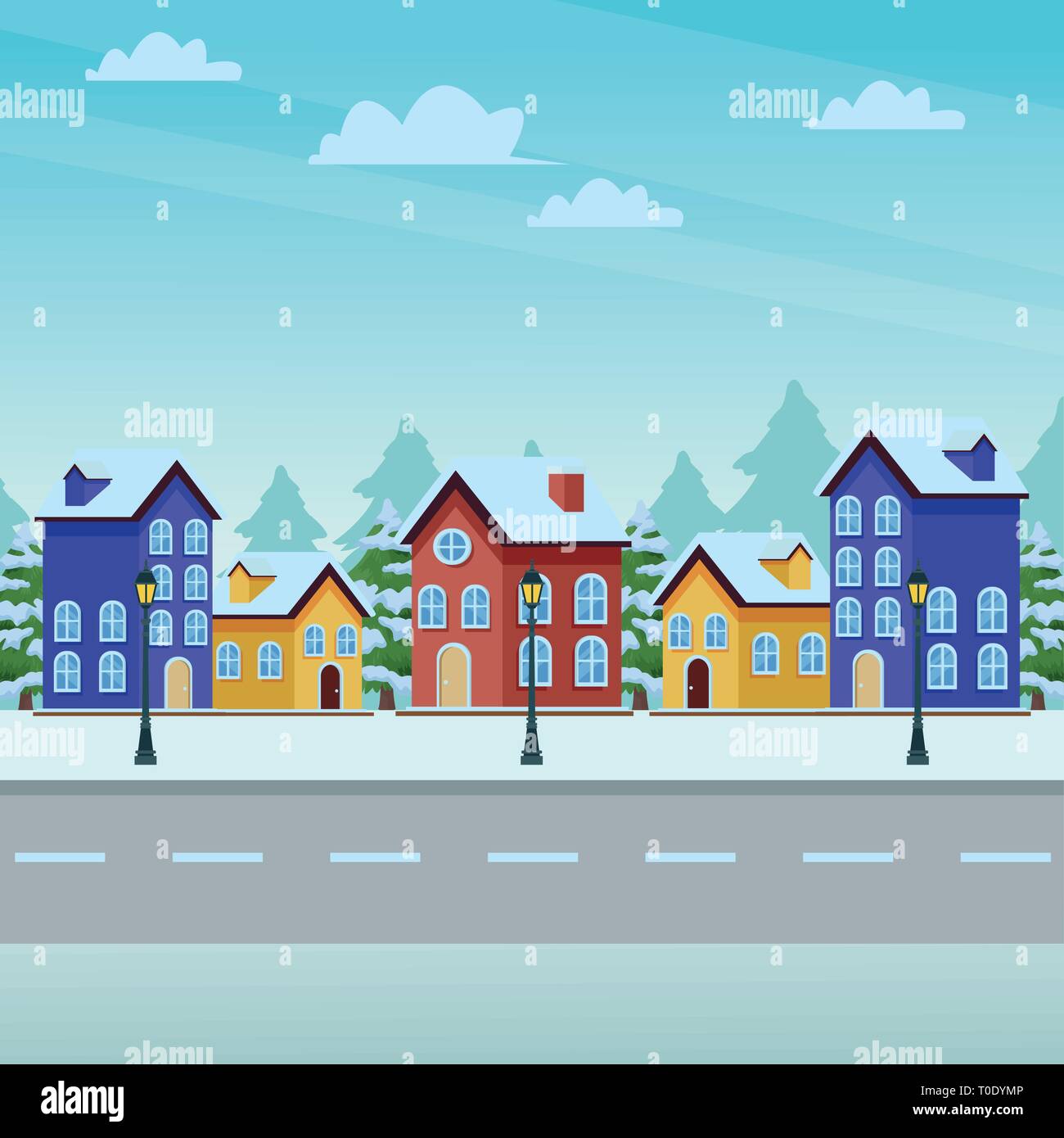 snow city landscape Stock Vector Image & Art - Alamy