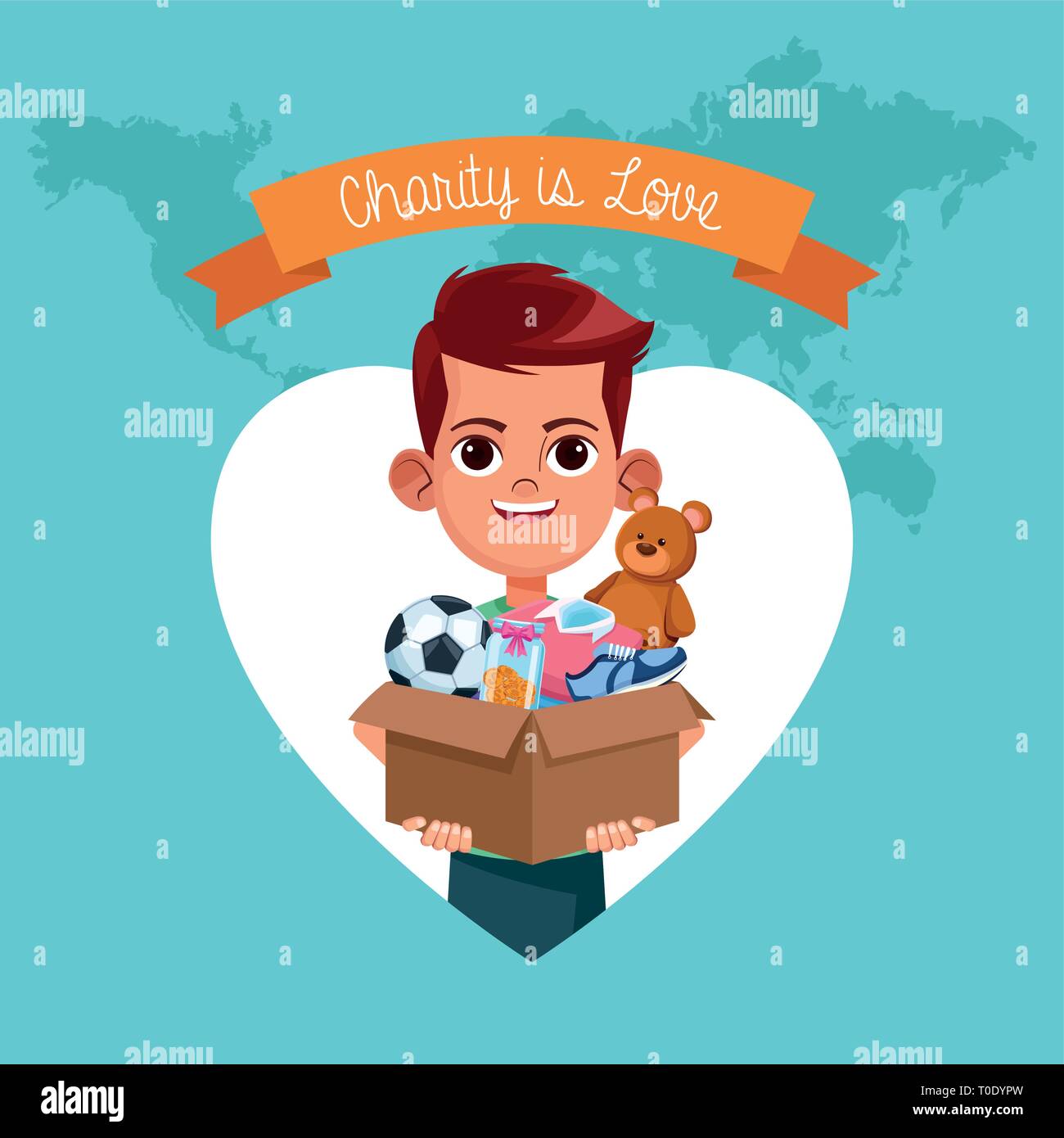 Kid donation charity cartoon Stock Vector Image & Art - Alamy
