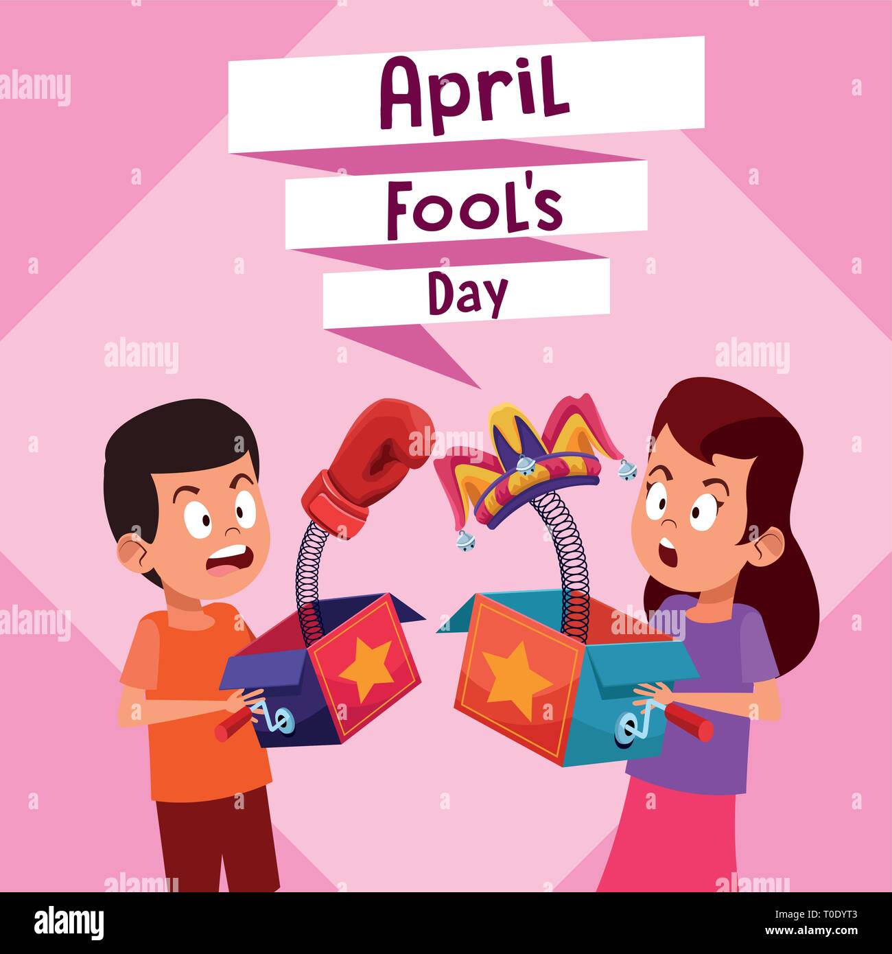 April fools boy and girl cartoon Stock Vector Image & Art - Alamy