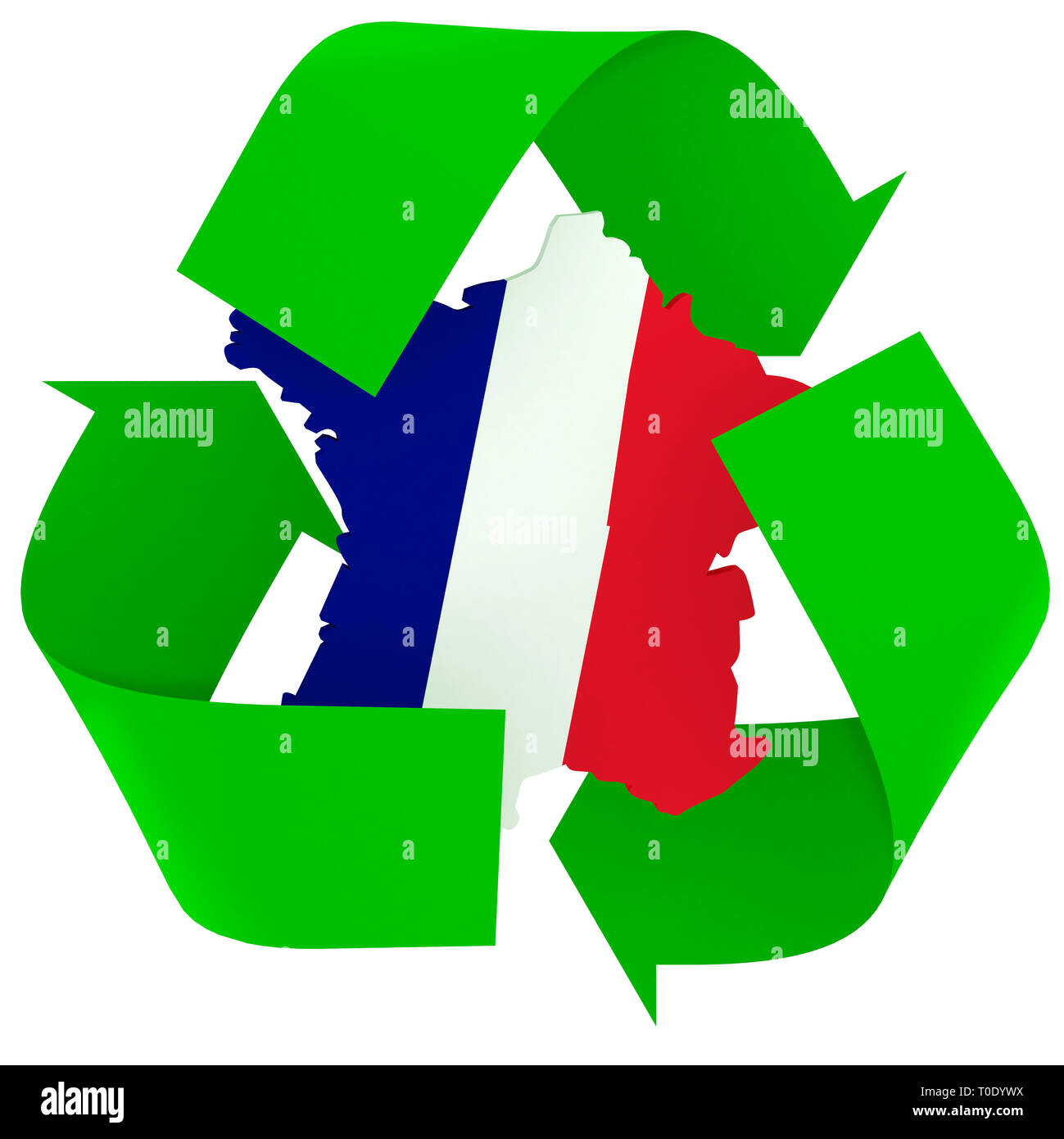 Symbol recycle with french maps and flag colors, the green, white and ...