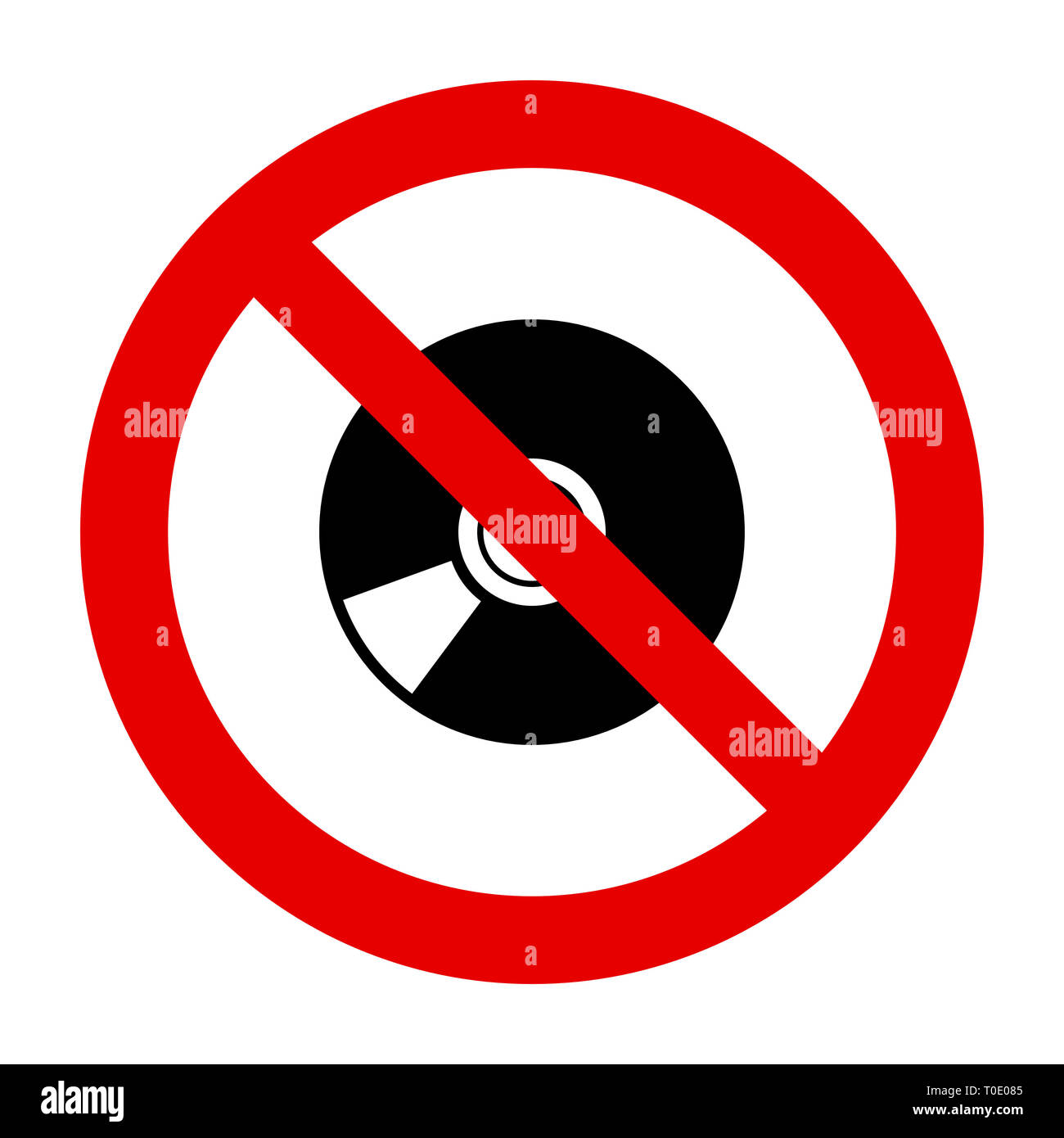 Disc and prohibition sign Stock Photo - Alamy