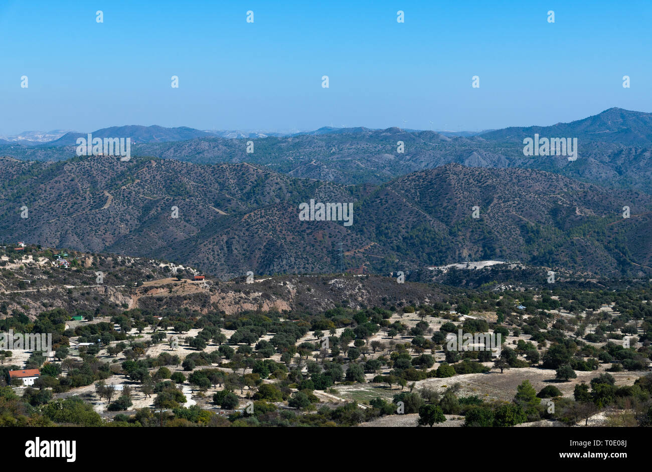 Landscape of the island of Cyprus - mountains and plains Stock Photo ...