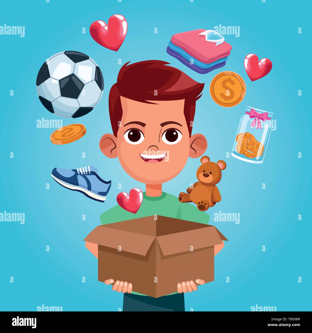 Kid donation charity cartoon Stock Vector Image & Art - Alamy