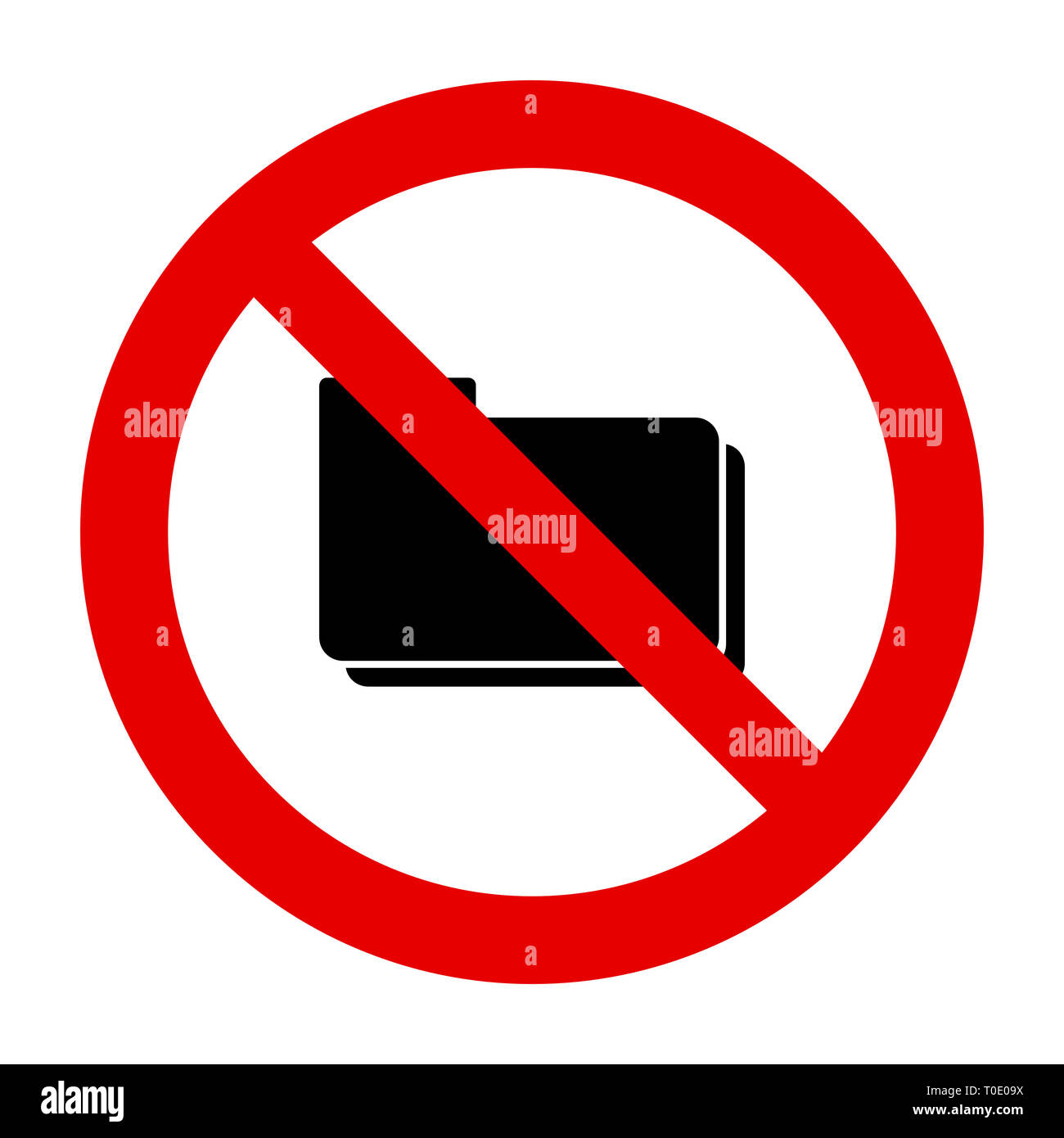 Folder and prohibition sign Stock Photo - Alamy