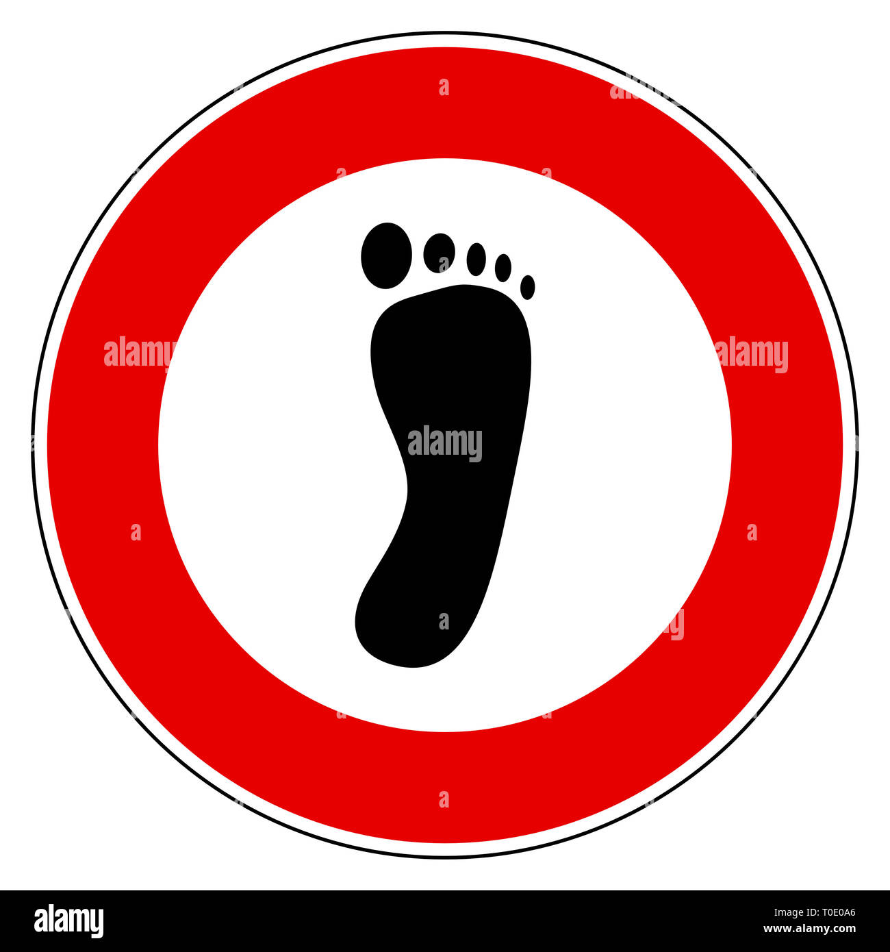 Foot and prohibition sign Stock Photo - Alamy