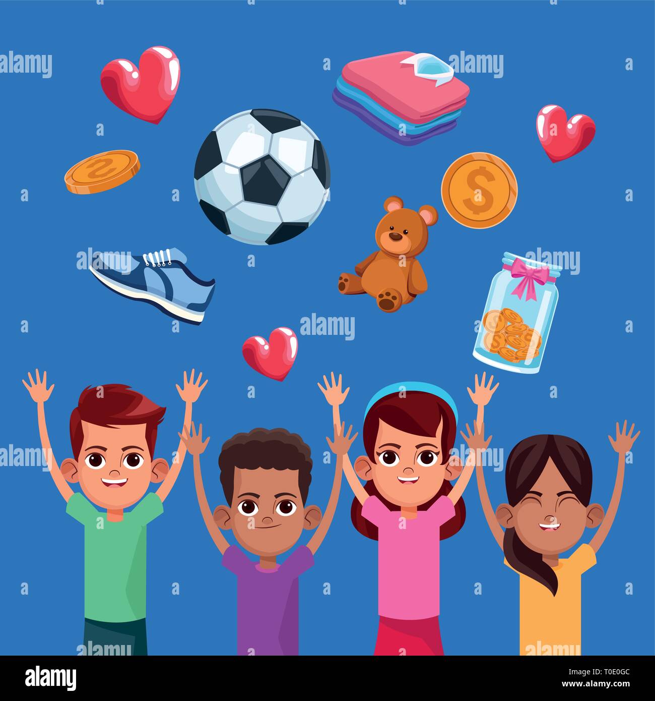 Kids donation and charity cartoon Stock Vector Image & Art - Alamy
