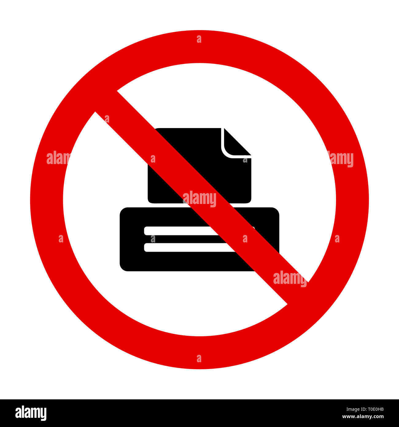 Printer and prohibition sign Stock Photo - Alamy
