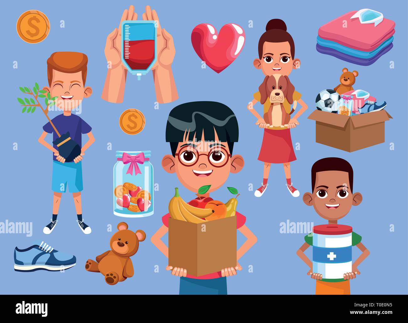 Kids and charity cartoons Stock Vector Image & Art - Alamy