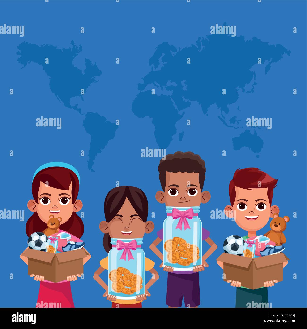 Kids donation and charity cartoon Stock Vector Image & Art - Alamy