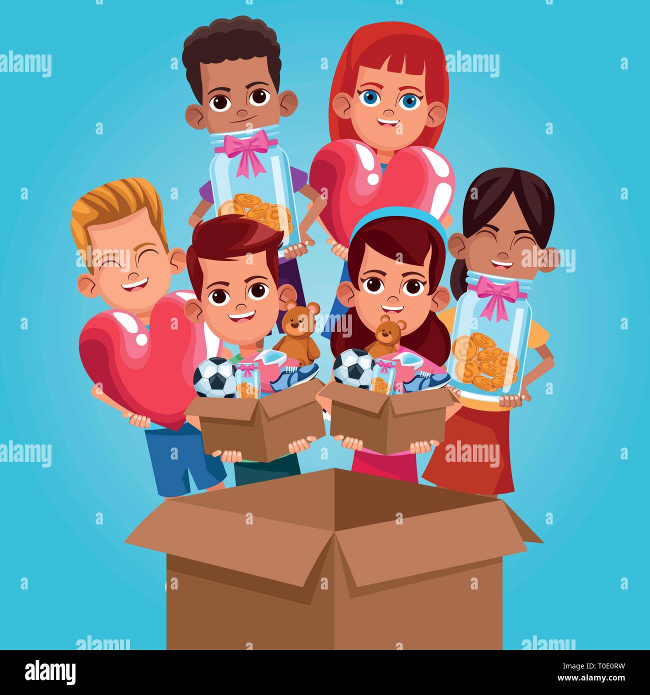 Kids donation and charity cartoon Stock Vector Image & Art - Alamy