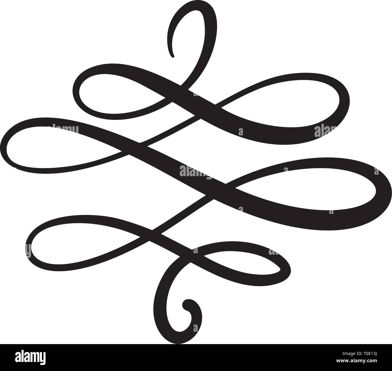 Vector floral calligraphy element flourish, hand drawn divider for page ...