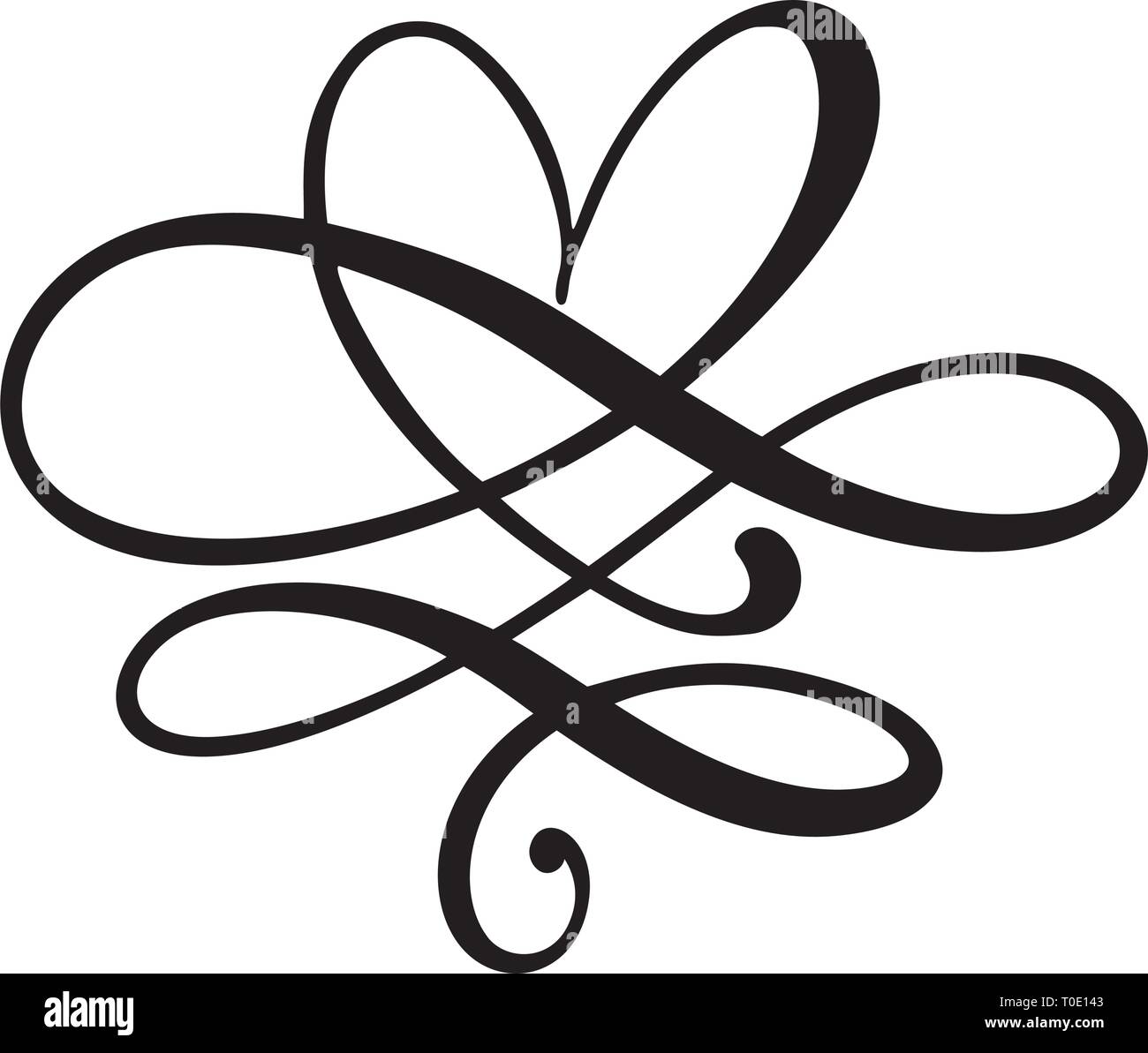 Hand drawn Heart love sign. Romantic calligraphy vector illustration ...