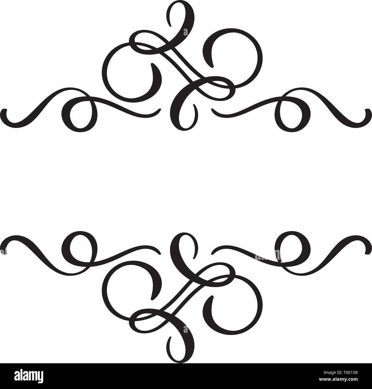 Vector floral calligraphy element flourish, hand drawn divider for page ...