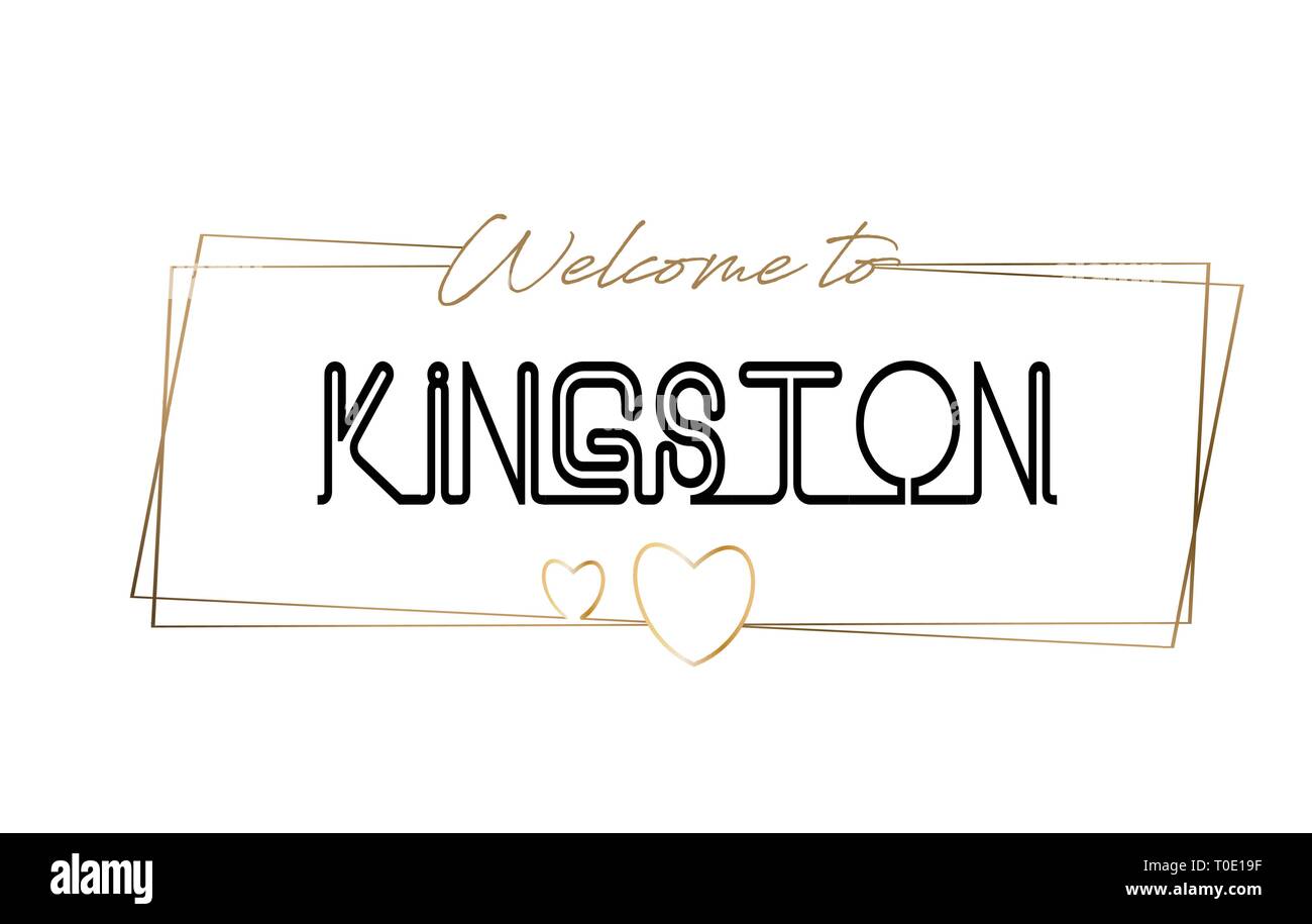 Kingston Welcome to text Neon lettering typography. Word for logotype ...