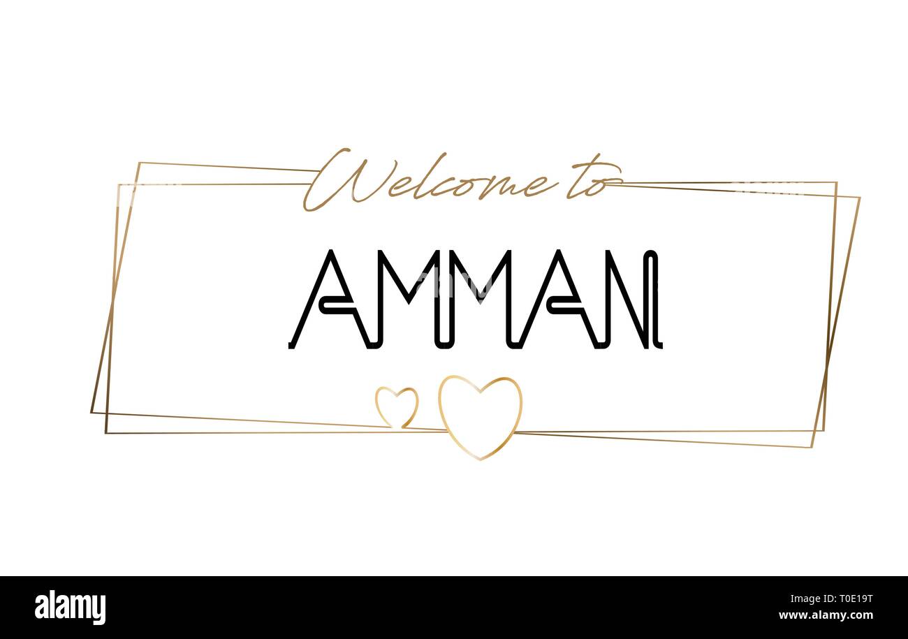 Amman Welcome to text Neon lettering typography. Word for logotype ...