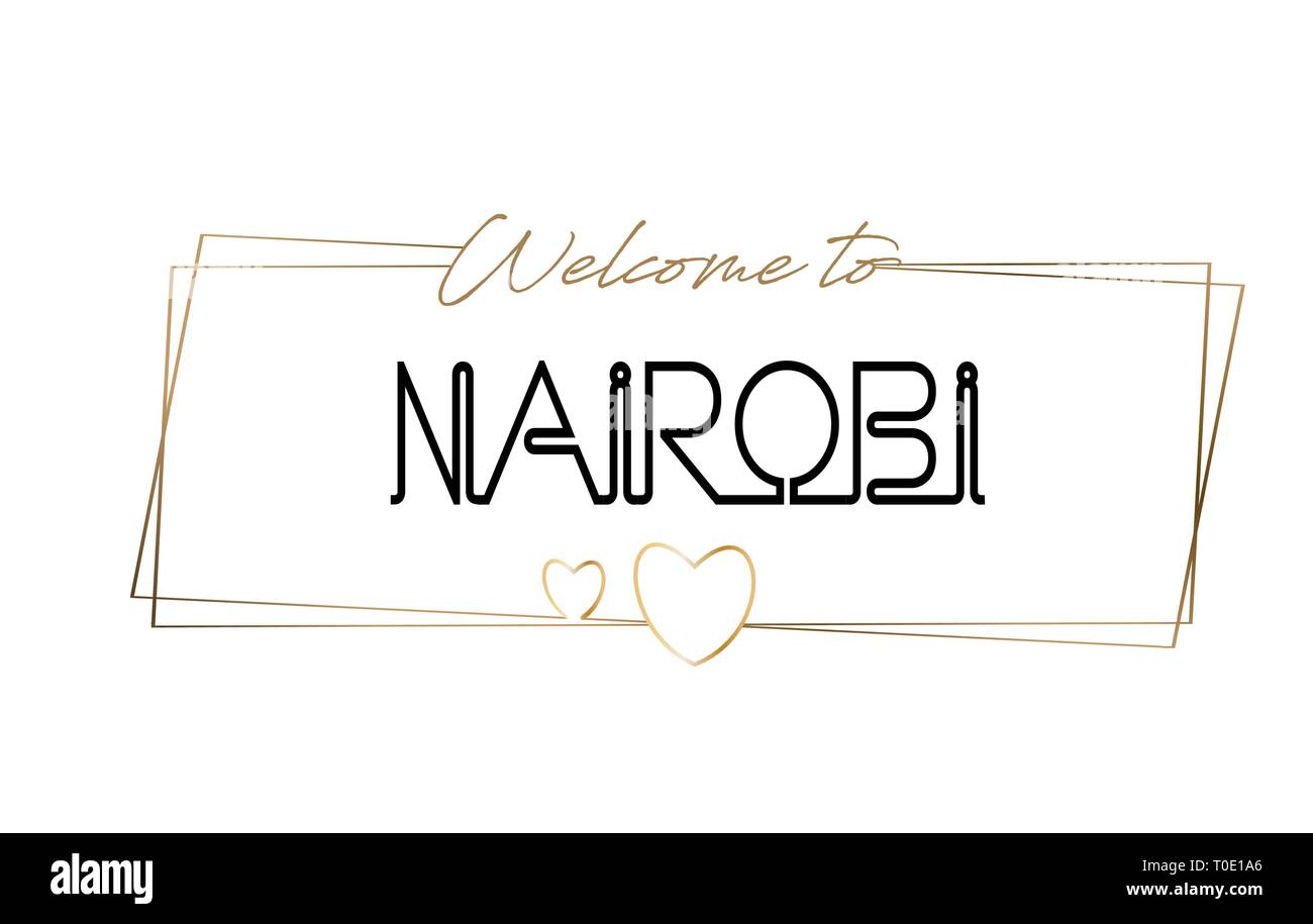 Nairobi Welcome to text Neon lettering typography. Word for logotype ...