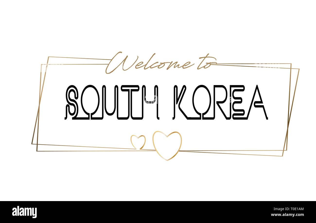 Korea Welcome to text Neon lettering typography. Word for logotype ...