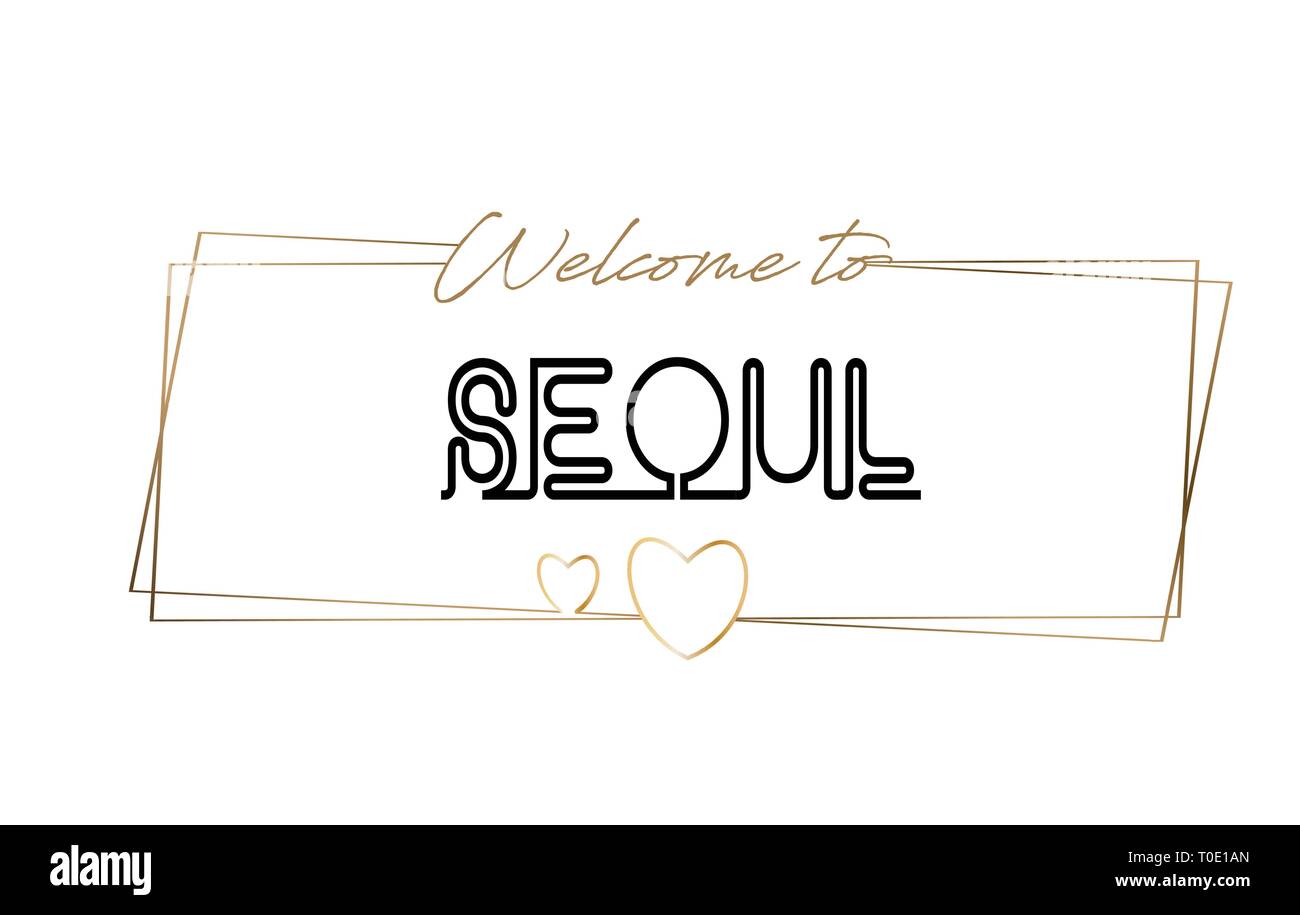 Seoul Welcome to text Neon lettering typography. Word for logotype ...
