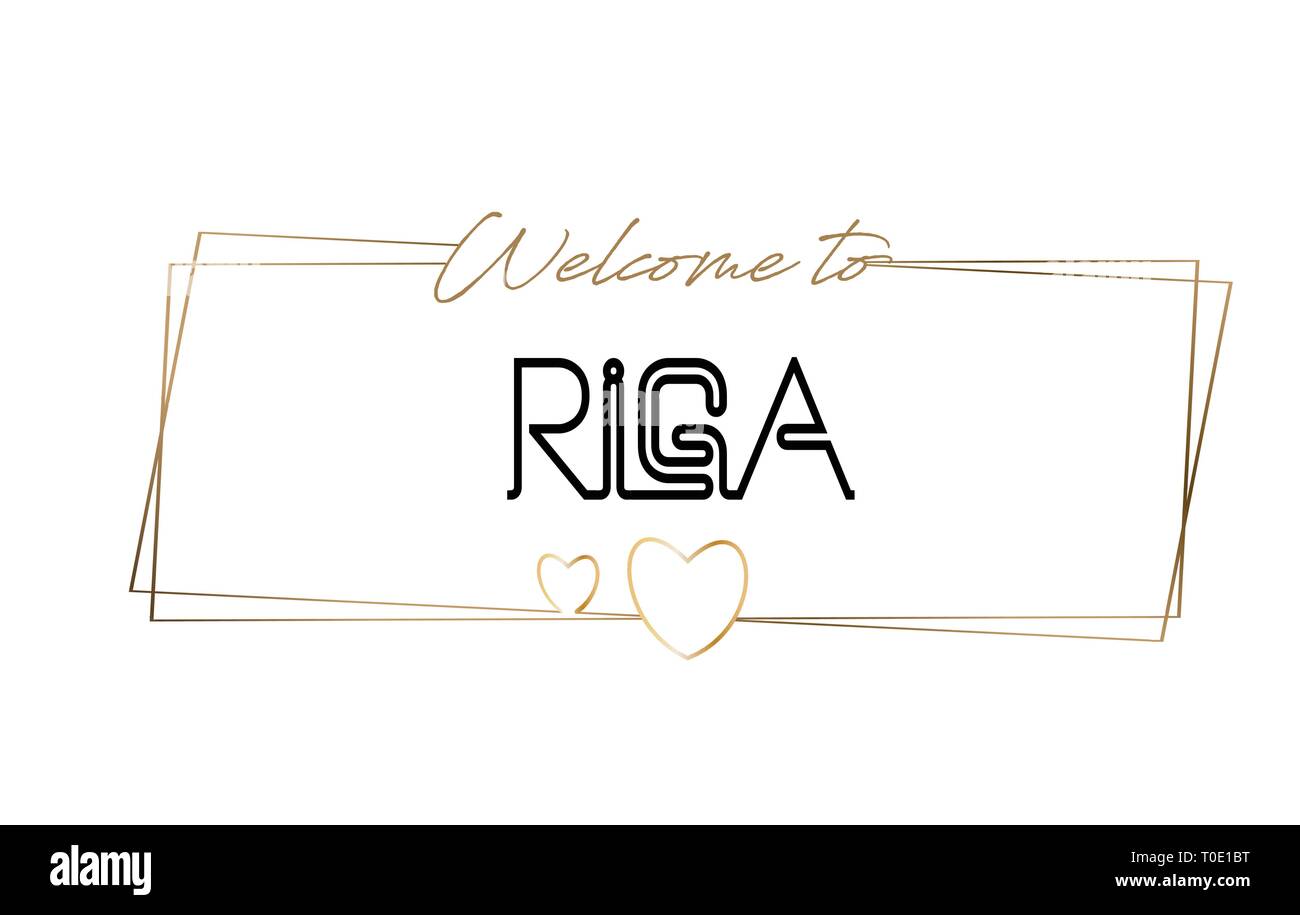 Riga Welcome to text Neon lettering typography. Word for logotype ...