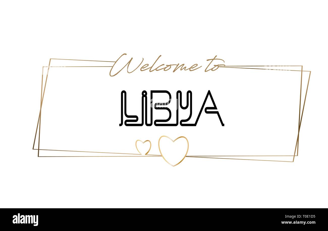 Libya Welcome to text Neon lettering typography. Word for logotype ...