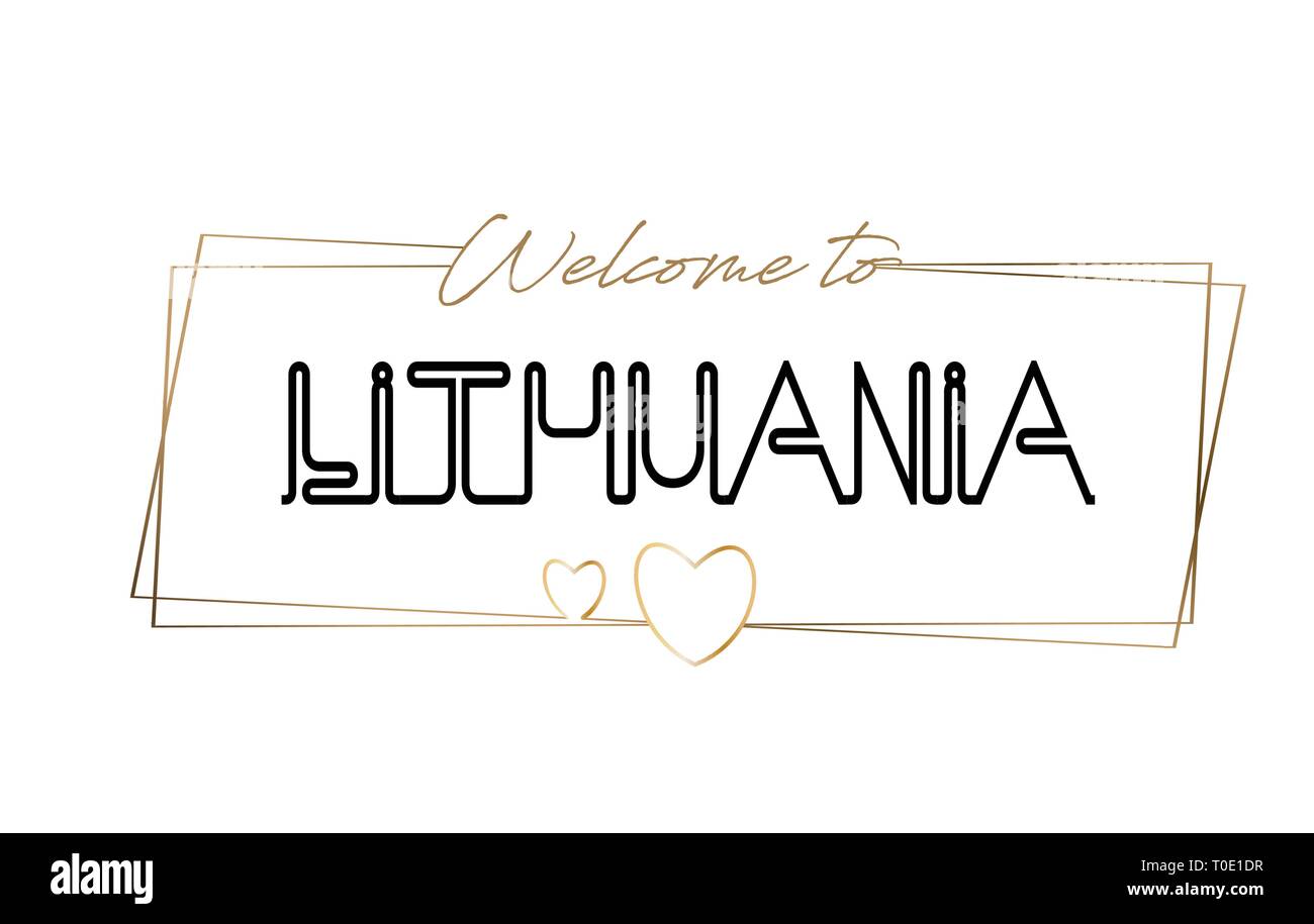 Lithuania Welcome to text Neon lettering typography. Word for logotype ...