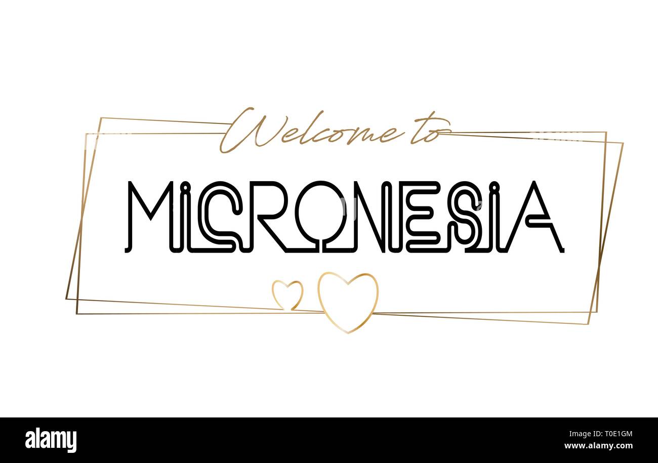 Micronesia Welcome to text Neon lettering typography. Word for logotype ...