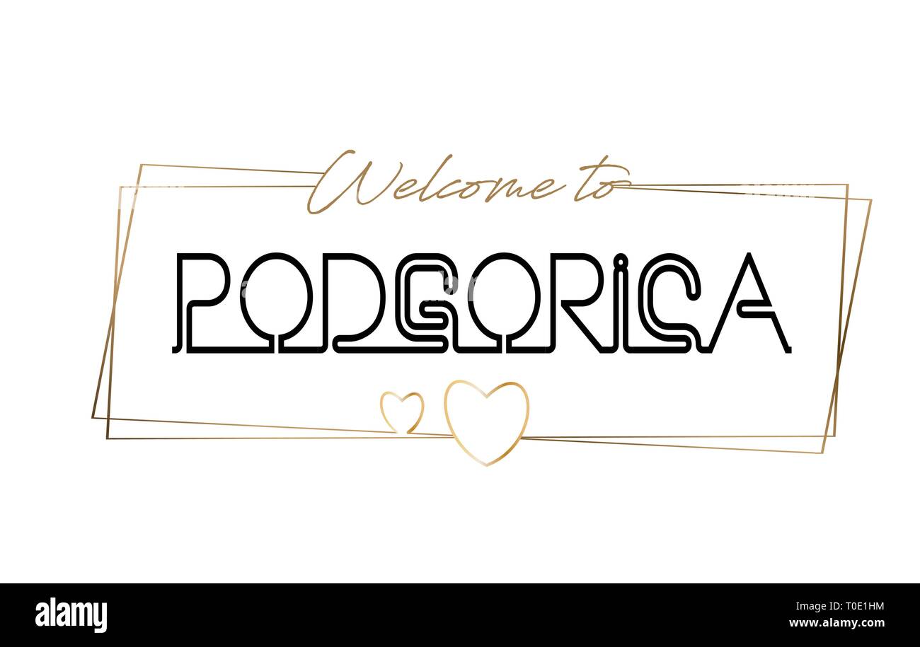 Podgorica Welcome to text Neon lettering typography. Word for logotype ...