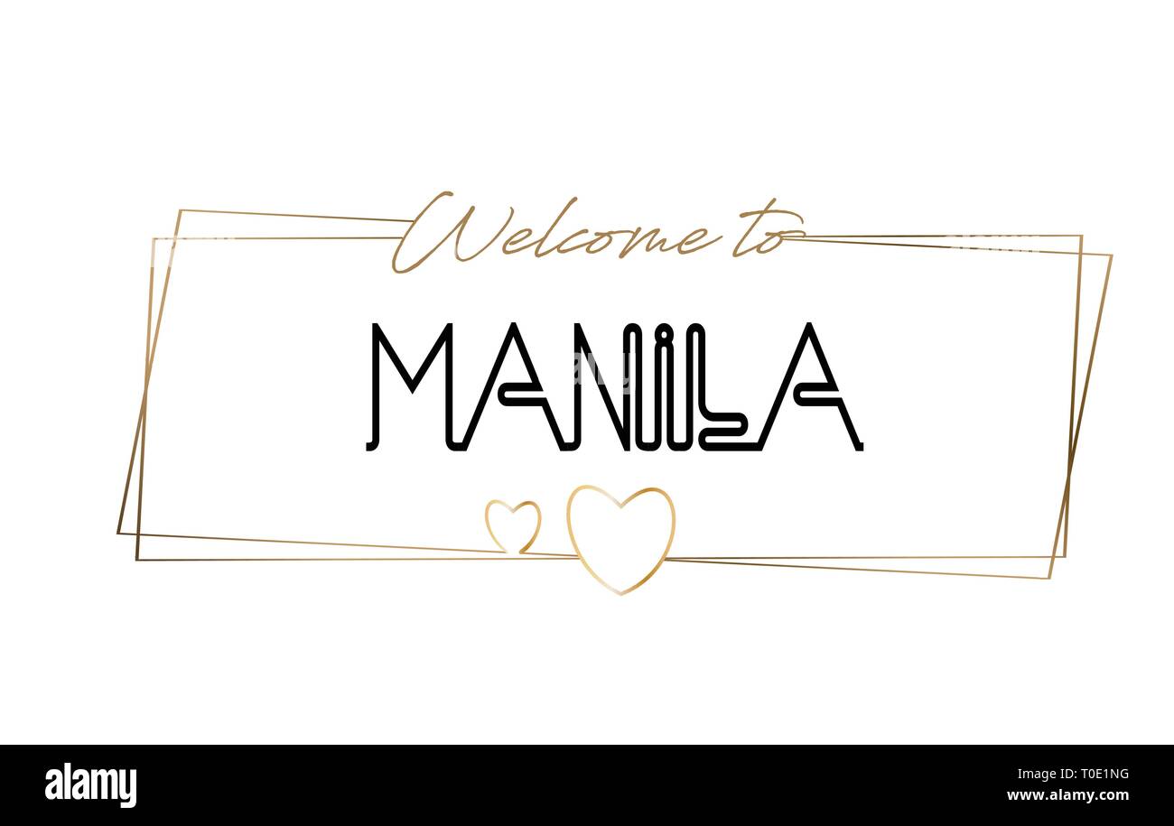 Manila Welcome to text Neon lettering typography. Word for logotype ...
