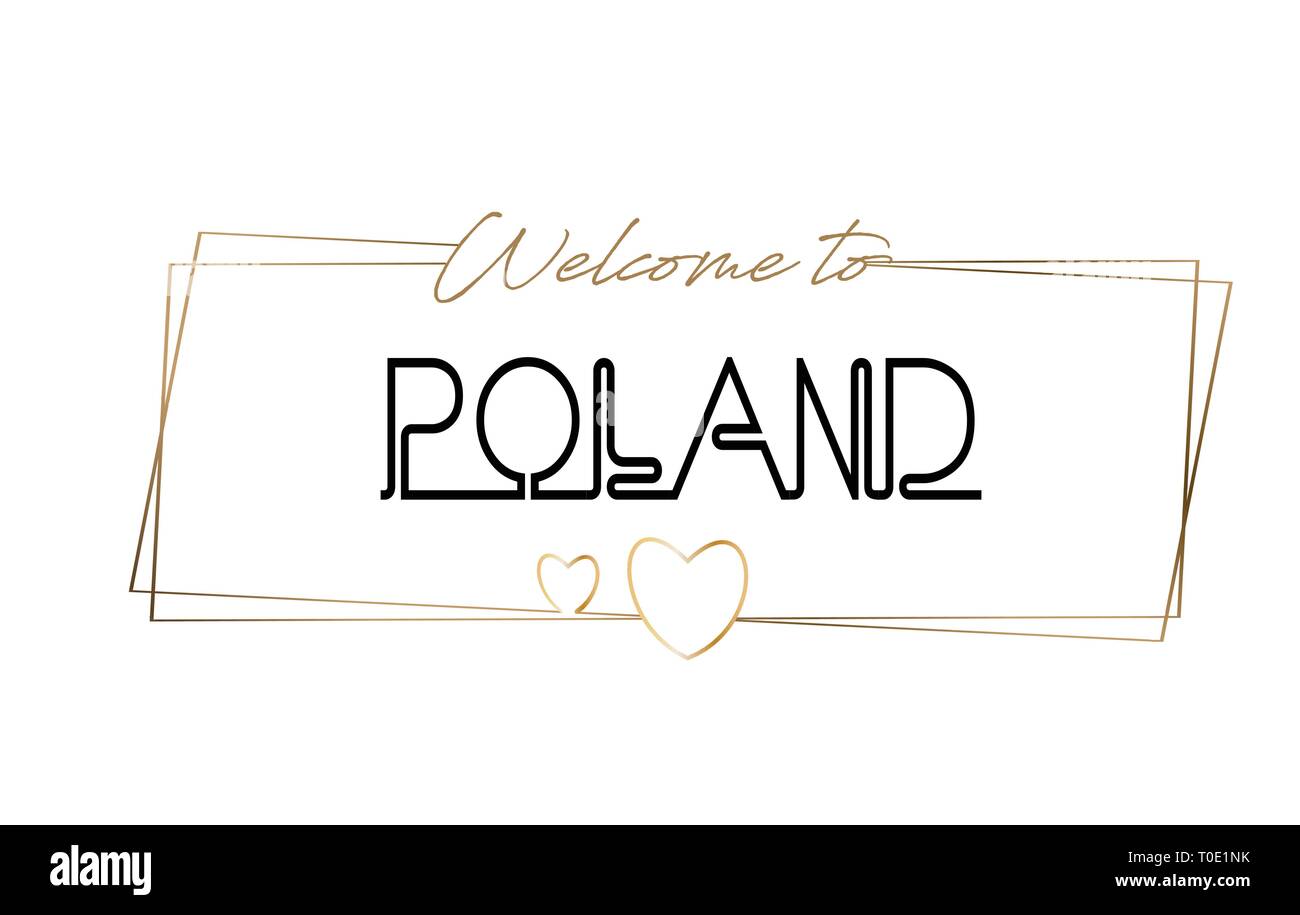 Poland Welcome to text Neon lettering typography. Word for logotype ...