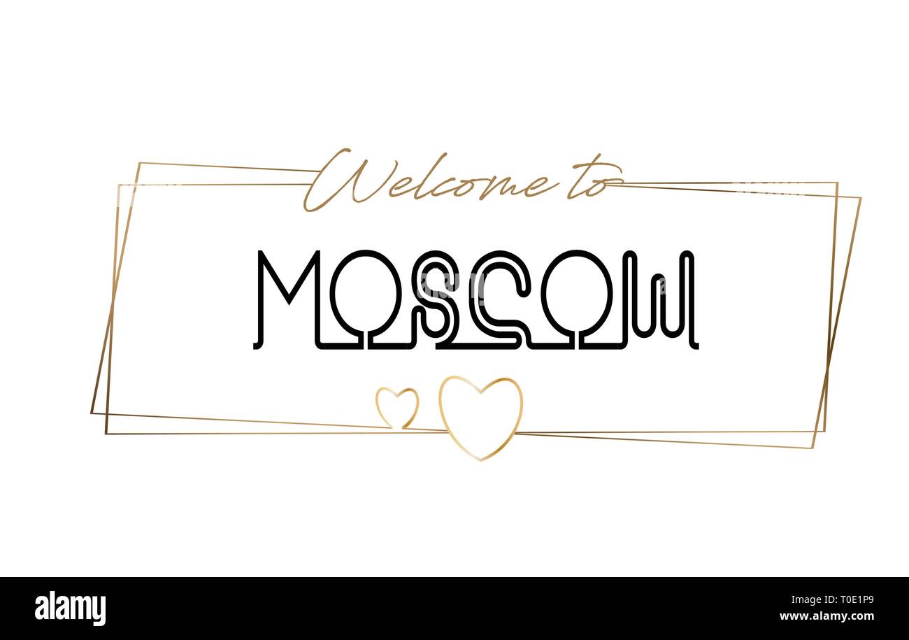 Moscow Welcome to text Neon lettering typography. Word for logotype ...